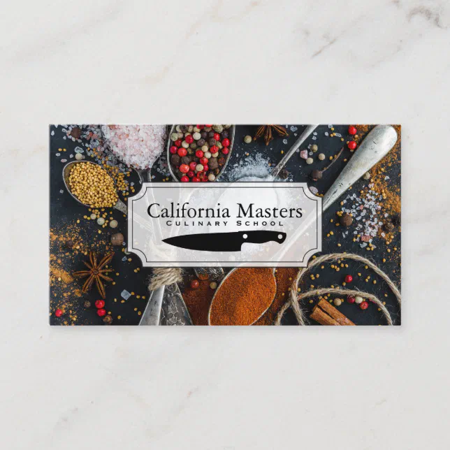 Culinary Arts | Chef | Spoons of Spices Business Card | Zazzle