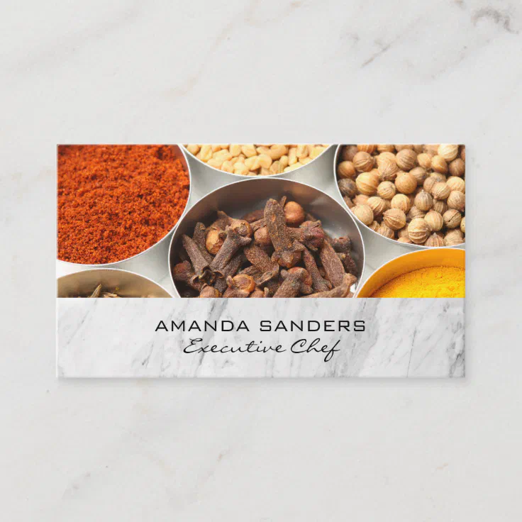 Culinary Arts | Spices in Tin Can Business Card | Zazzle