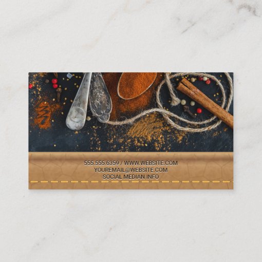 Culinary Arts | Spices | Leather Business Card | Zazzle