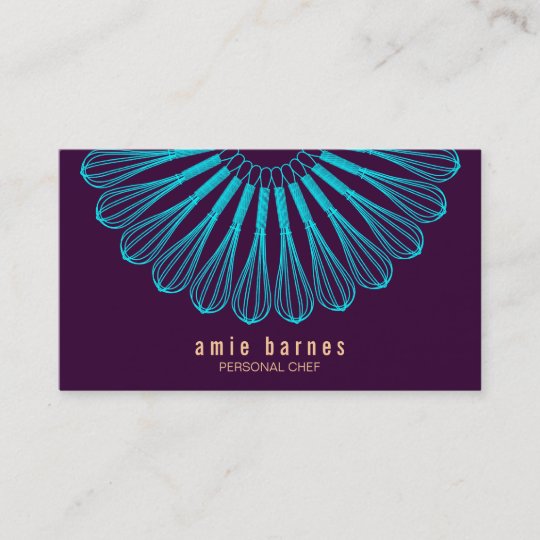 Culinary Chef Blue Whisk Logo Purple Catering Business Card | Zazzle.com