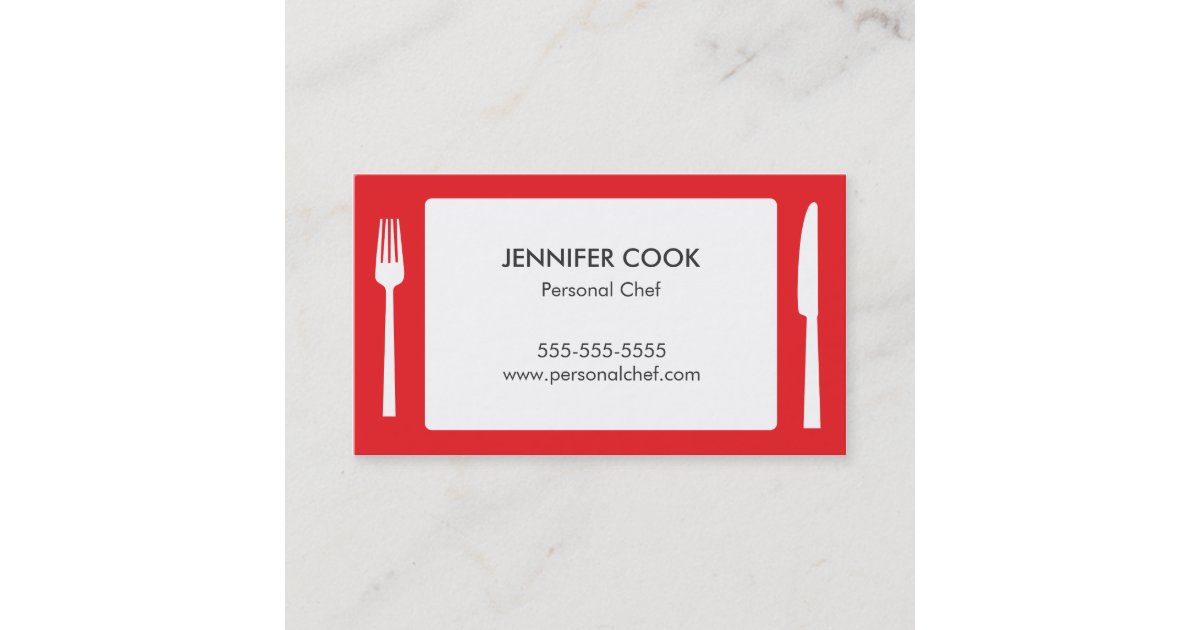 Culinary Chef Catering Red Modern Business Card | Zazzle