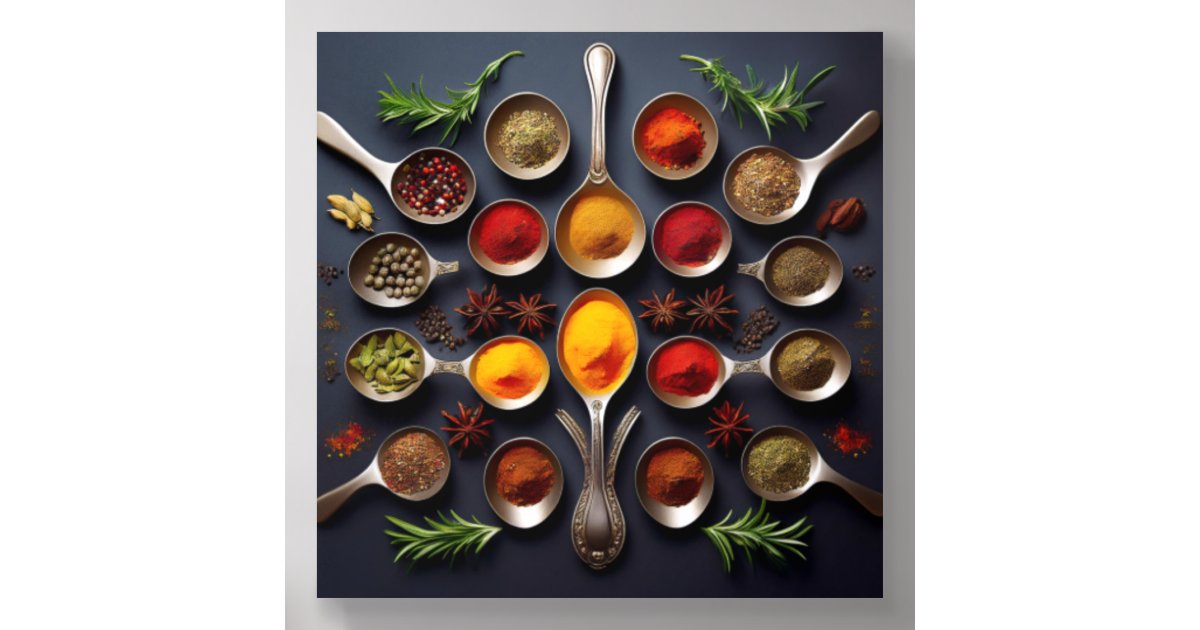 Culinary Spice Art with Vibrant Colors Acrylic Photo Tile | Zazzle