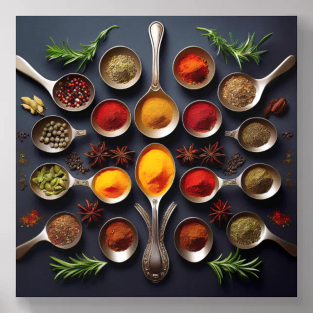 Culinary Spice Art with Vibrant Colors Acrylic Photo Tile | Zazzle