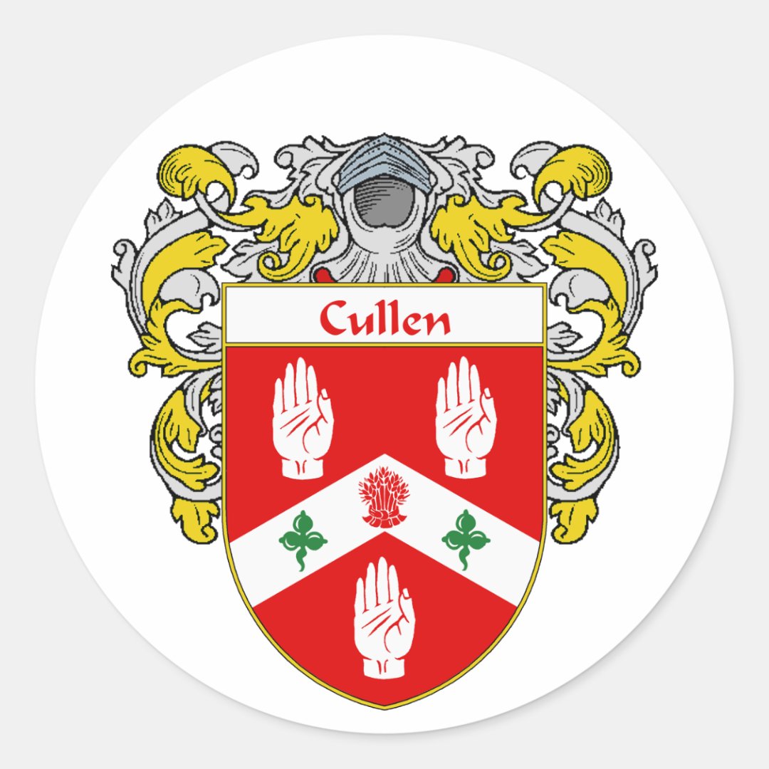 Cullen Coat of Arms (Mantled) Classic Round Sticker | Zazzle
