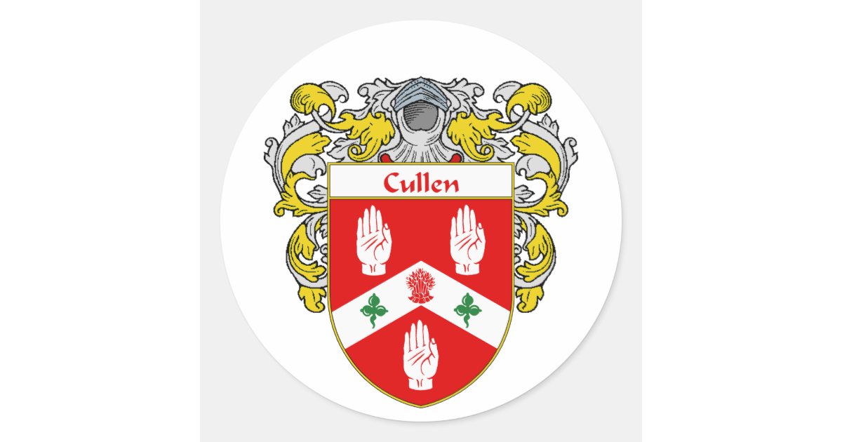 Cullen Coat of Arms (Mantled) Classic Round Sticker | Zazzle
