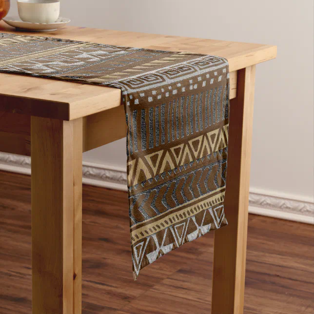 Cultural Harmony in Cocoa, Beige & Gray Short Table Runner | Zazzle