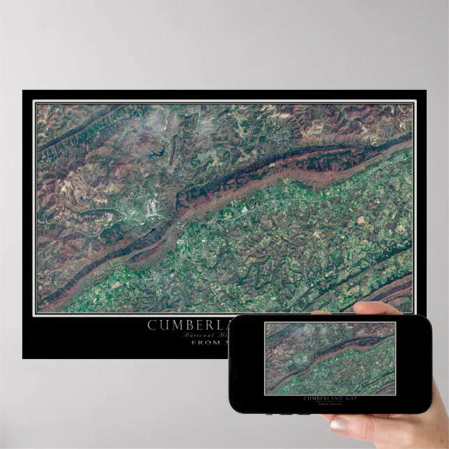 Cumberland Gap National Park Satellite Map Poster | Zazzle