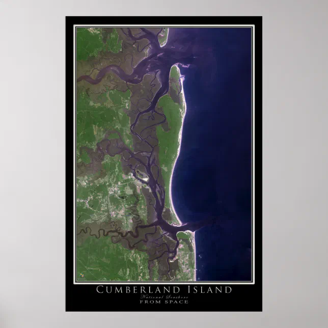 Cumberland Island National Seashore Satellite Map Poster | Zazzle