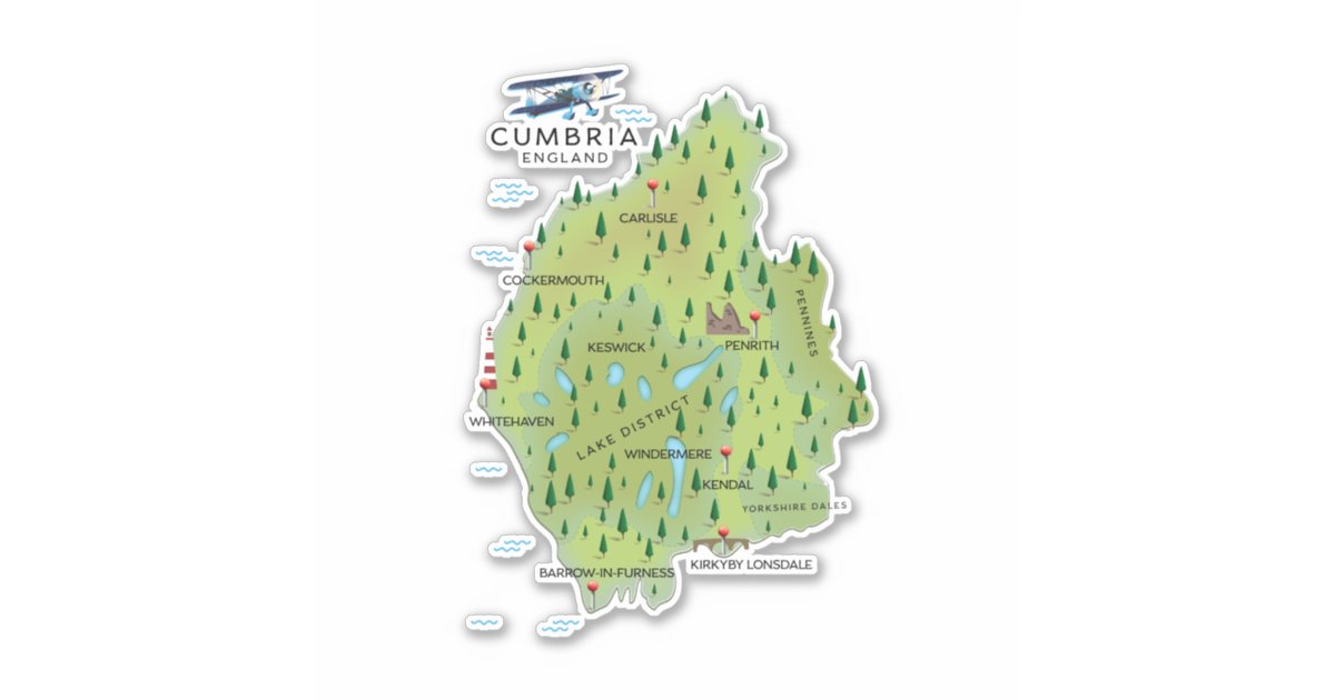 Cumbria England Map travel poster. Sticker | Zazzle