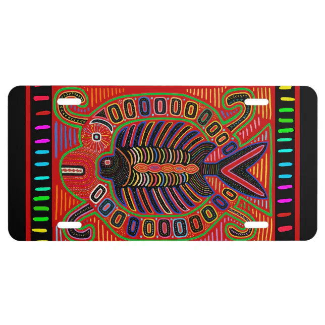 Cuna Indian Mola Flying Fish License Plate | Zazzle