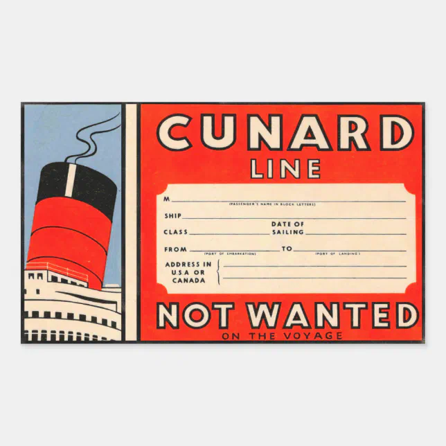 CUNARD Line Rectangular Sticker | Zazzle