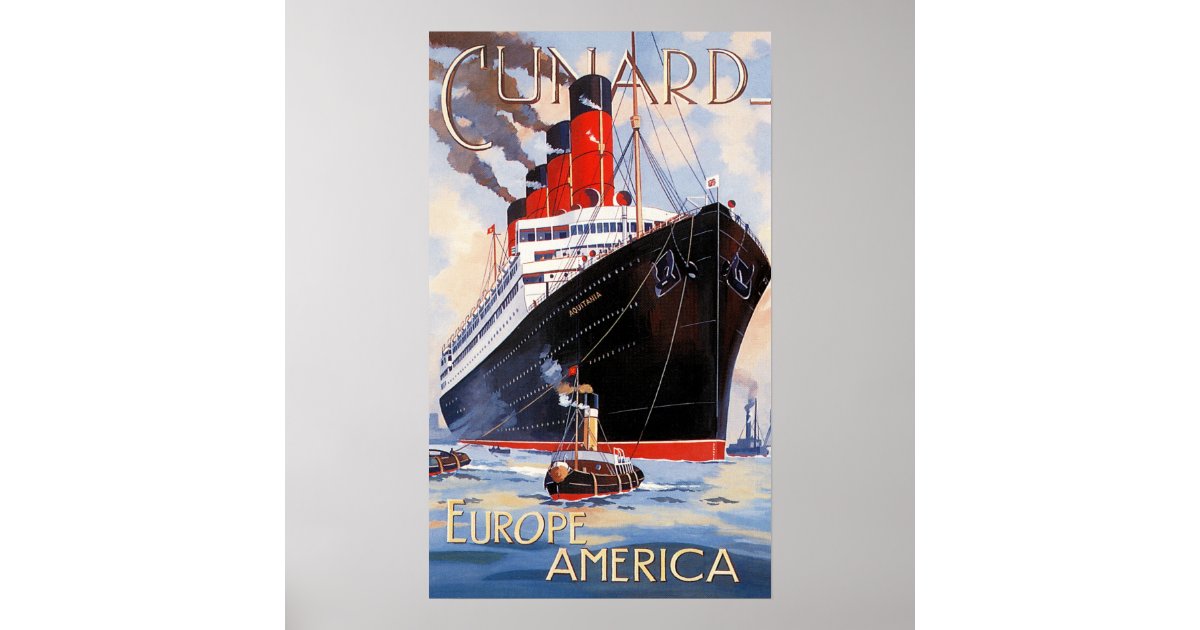 CUNARD OCEAN LINER AQUITANIA POSTER | Zazzle