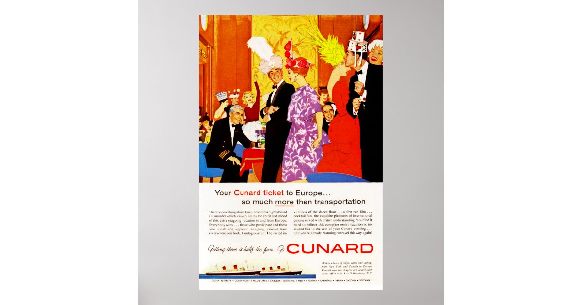 Cunard Queens Party Ad Poster | Zazzle