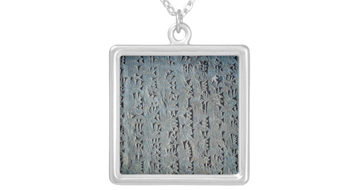 Cuneiform script silver plated necklace | Zazzle