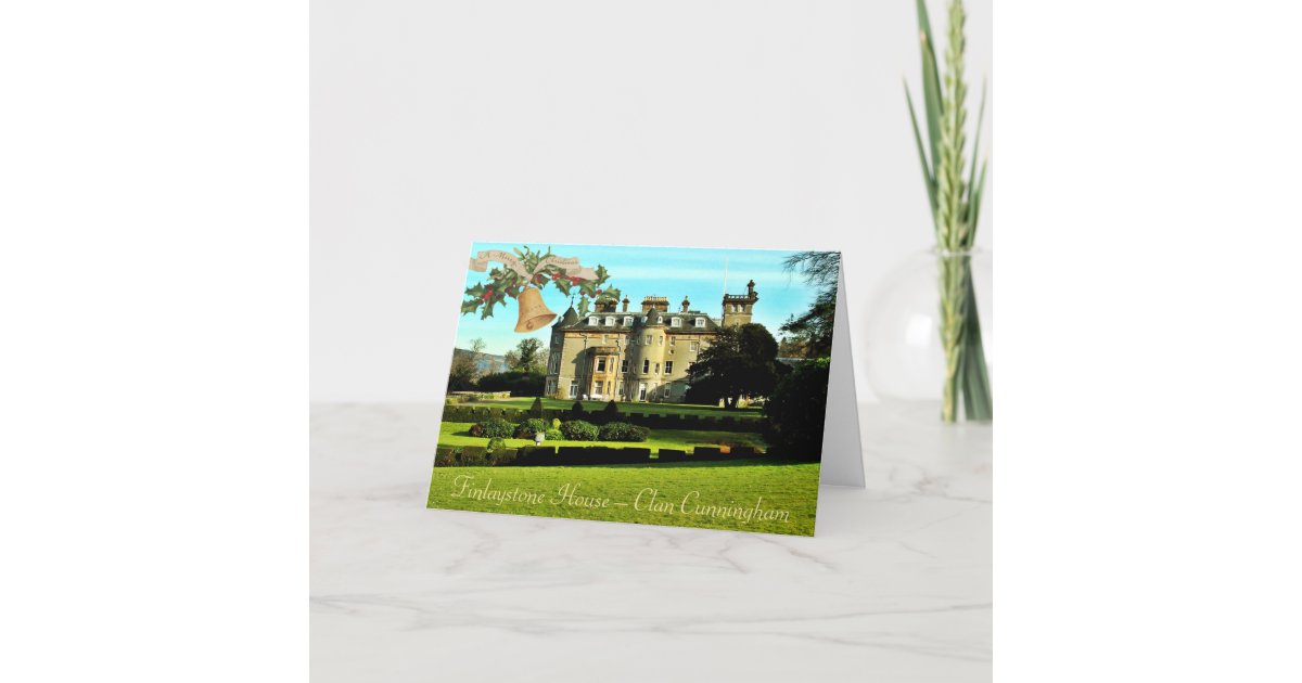 Cunningham Clan's Castle Gold Bell Christmas Card | Zazzle