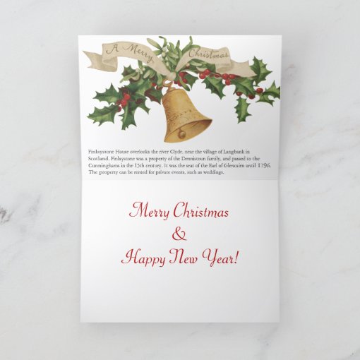 Cunningham Clan's Castle Gold Bell Christmas Card | Zazzle