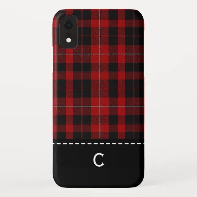 Cunningham Plaid Monogrammed iPhone XR Case | Zazzle
