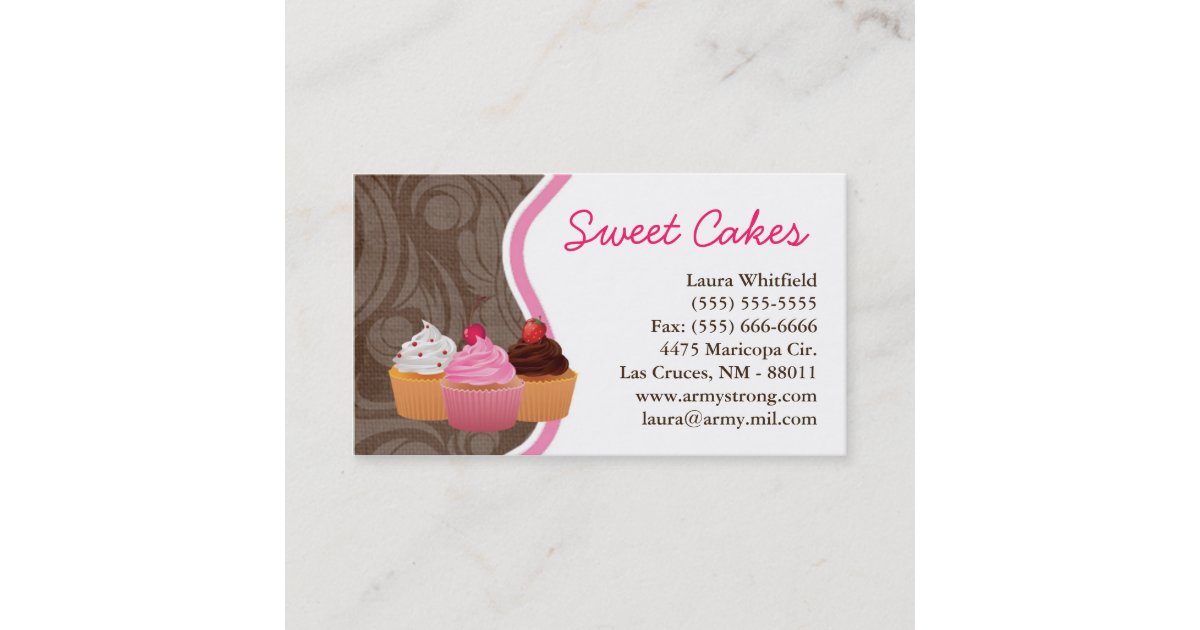 Cup Cakes Bakery Sweet Treats Business Card | Zazzle