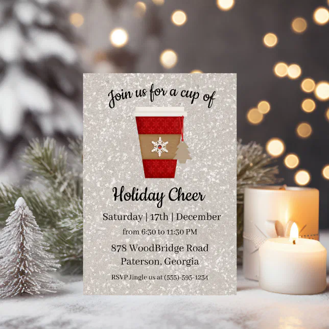 Cup of Holiday Cheer Christmas Invitation | Zazzle