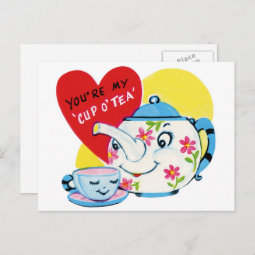 Cup of Tea Valentine Holiday Postcard | Zazzle