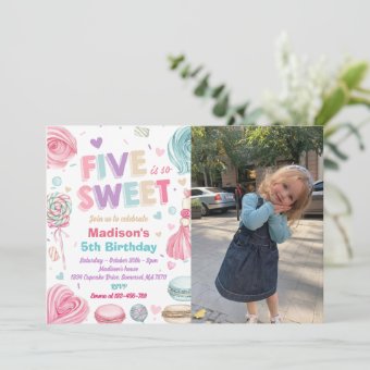 Cupcake 5th Birthday Party Five Is So Sweet Photo Invitation | Zazzle