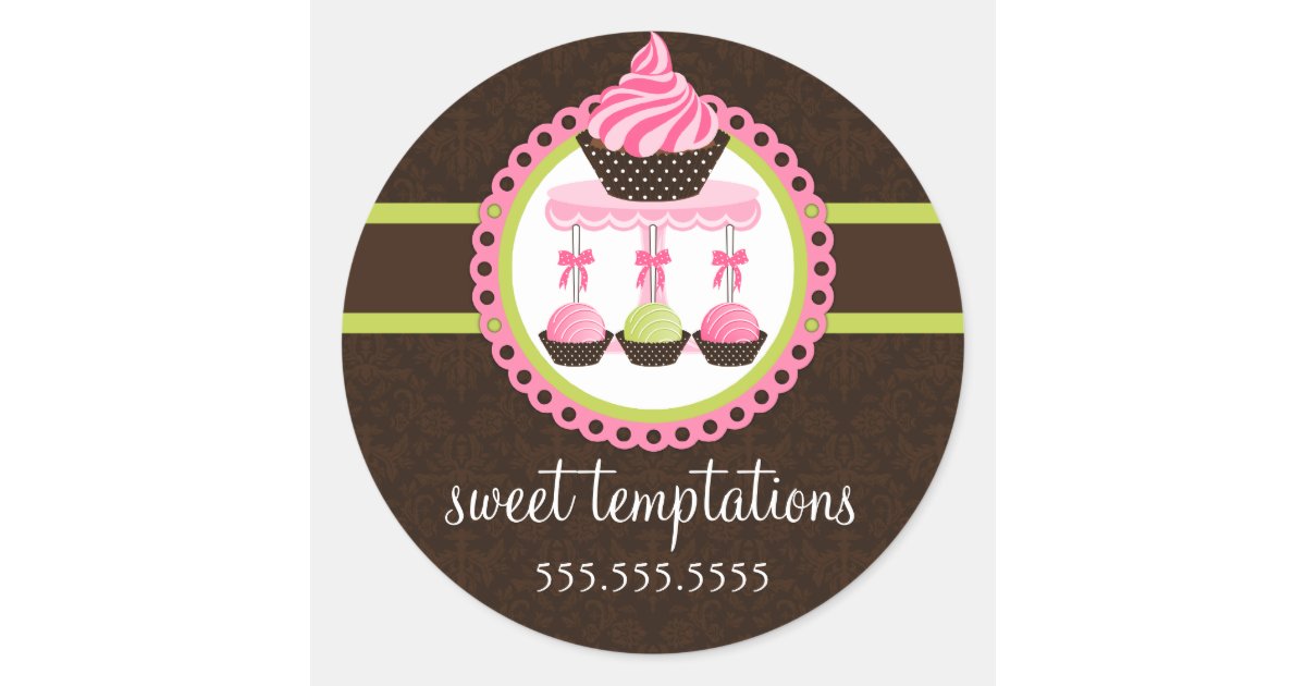 Cupcake and Cake Pops Bakery Box Seals | Zazzle