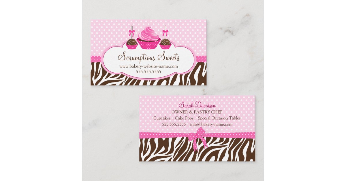 Cupcake and Cake Pops Bakery Business Card | Zazzle