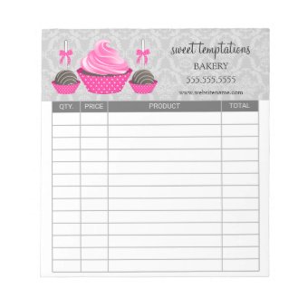 Cupcake and Cake Pops Baking Receipts Notepad | Zazzle