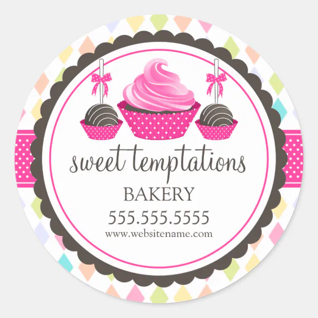 Cupcake and Cake Pops Festive Bakery Box Seals | Zazzle