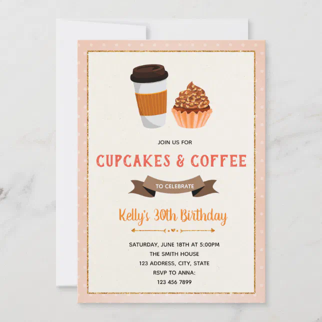 Cupcake and coffee theme party invitation | Zazzle