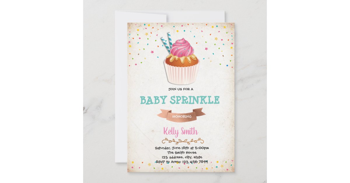 Cupcake baby sprinkle party invitation | Zazzle