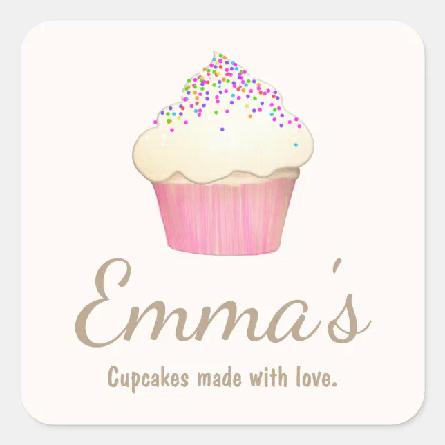 Cupcake Baker Bakery Chef Catering Square Sticker | Zazzle