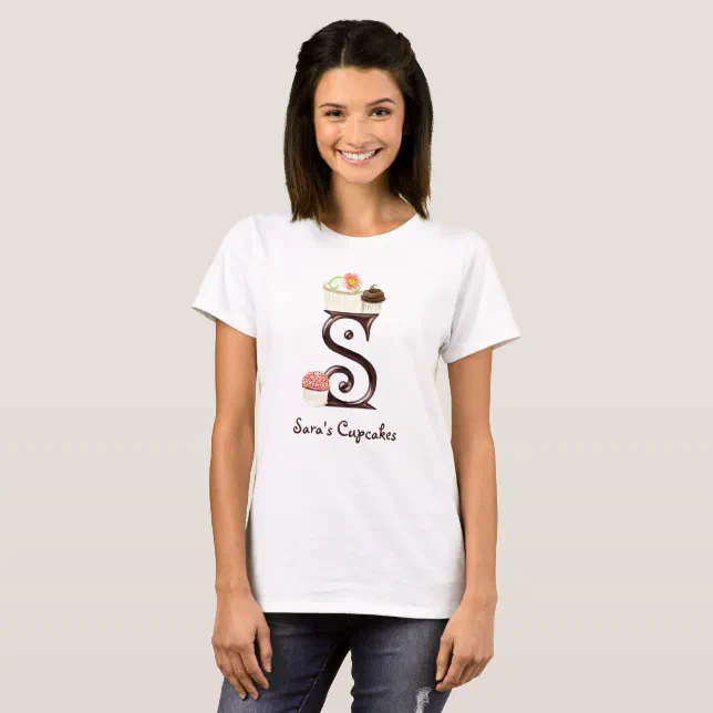 Cupcake Bakery Dessert Business Monogram S Logo T-Shirt | Zazzle