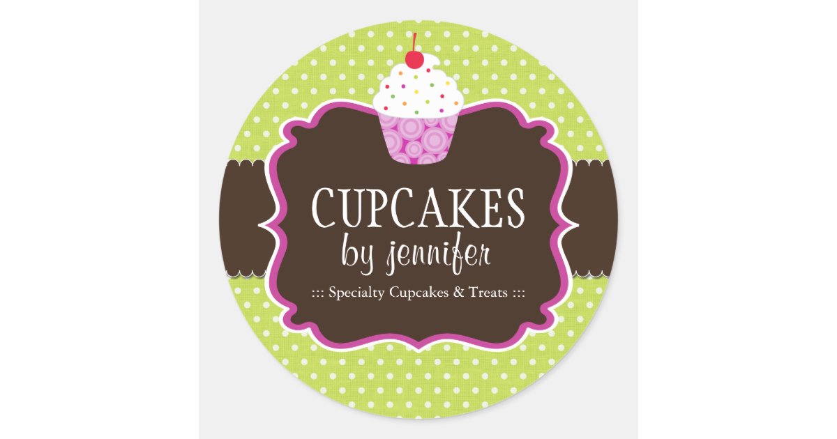 Cupcake Bakery Packaging Stickers | Zazzle