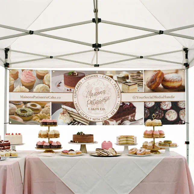 Cupcake Bakery Pastry Photo Collage Market Booth Banner | Zazzle