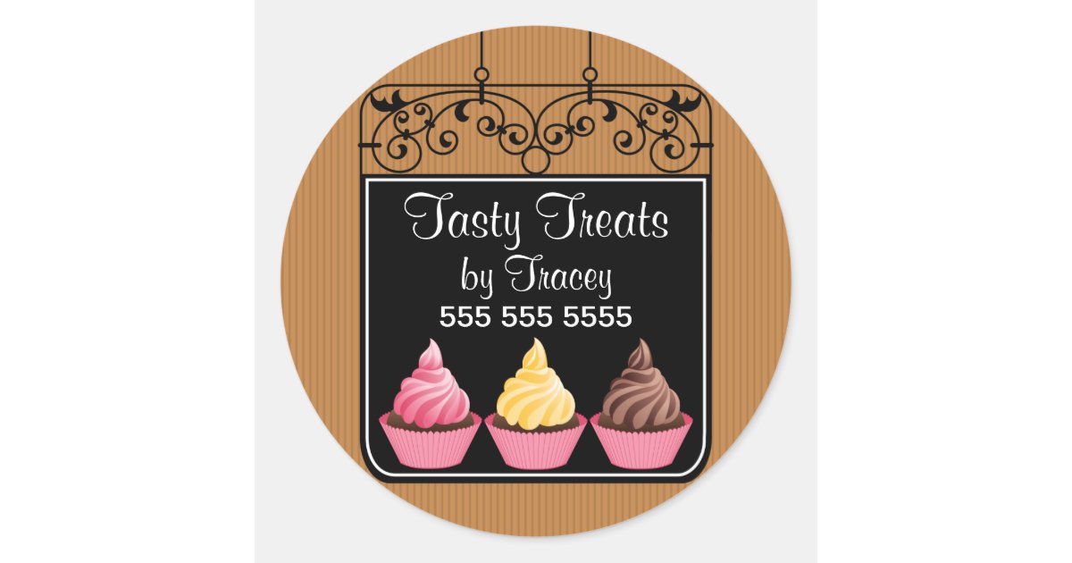 Cupcake Bakery Storefront Sign Stickers | Zazzle