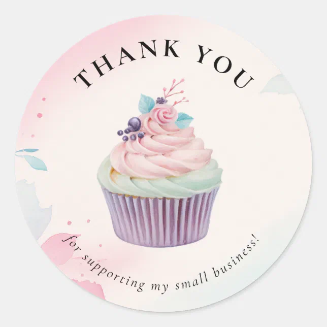 Cupcake Bakery Thank You Classic Round Sticker | Zazzle