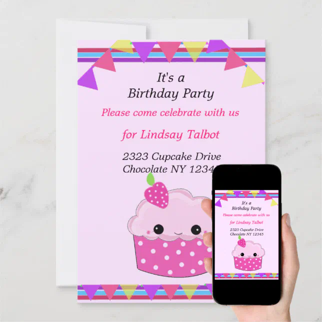 Cupcake Birthday Party Invitation | Zazzle