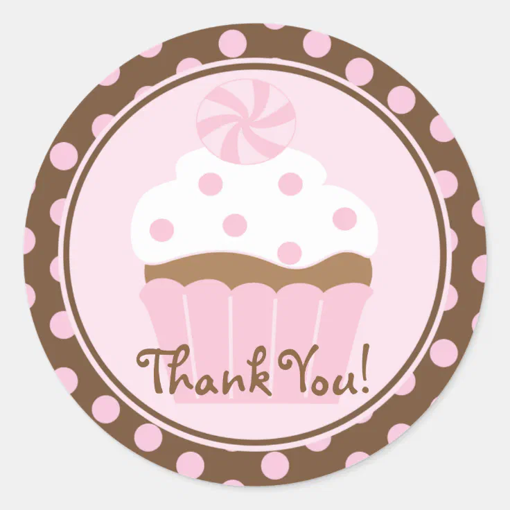 Cupcake Birthday Thank You Sticker | Zazzle