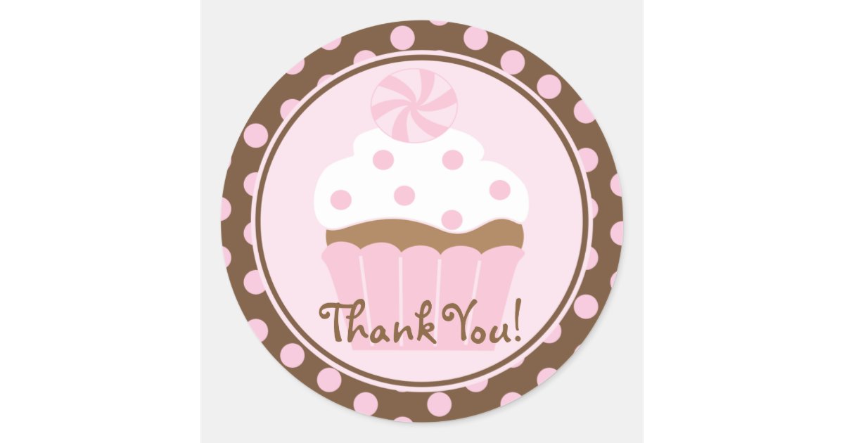 Cupcake Birthday Thank You Sticker | Zazzle