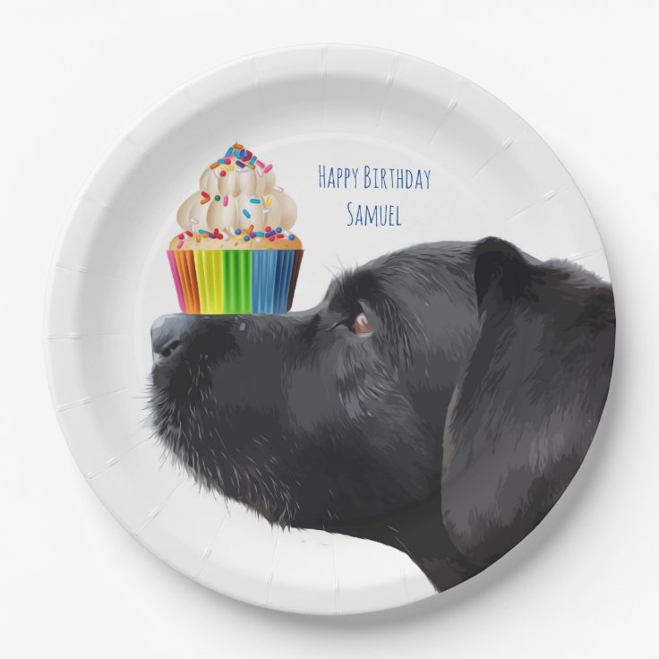 Cupcake - Black Lab Paper Plates | Zazzle