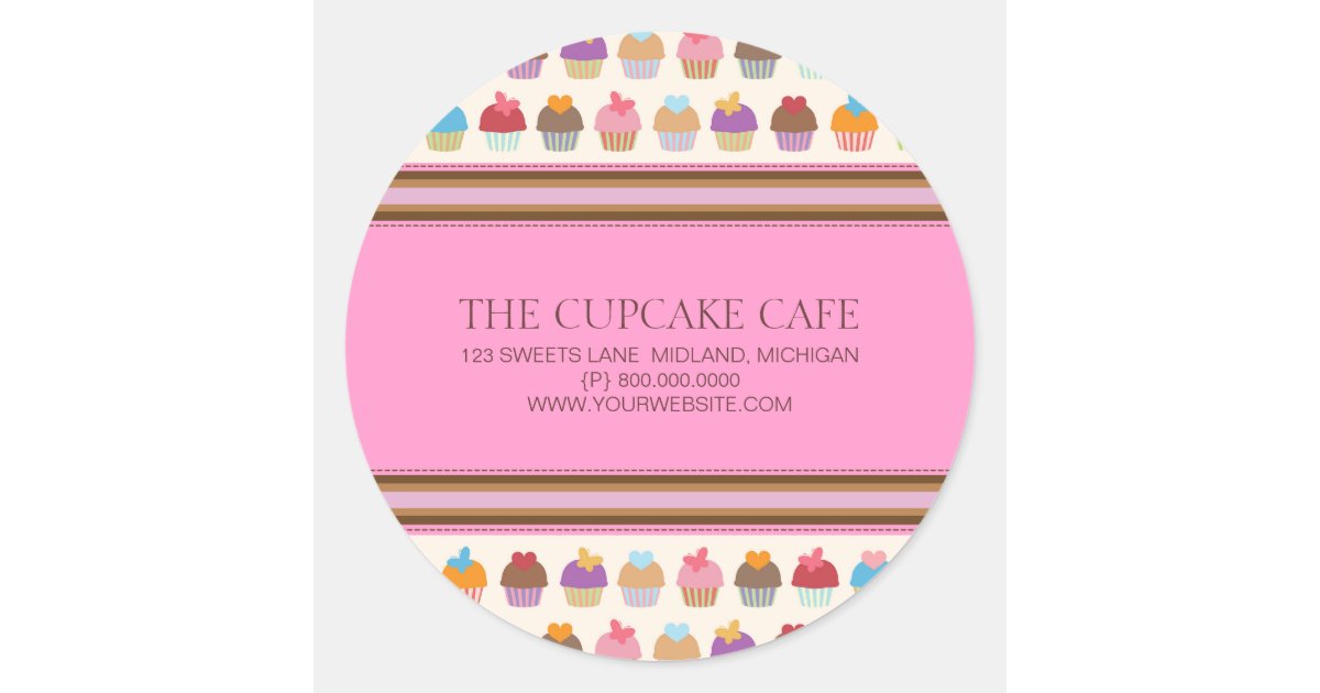 Cupcake Cafe | Bakery Business Stickers | Zazzle