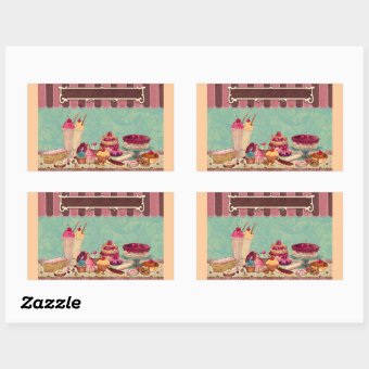 Cupcake Cake Party Sign Banner Rectangular Sticker | Zazzle