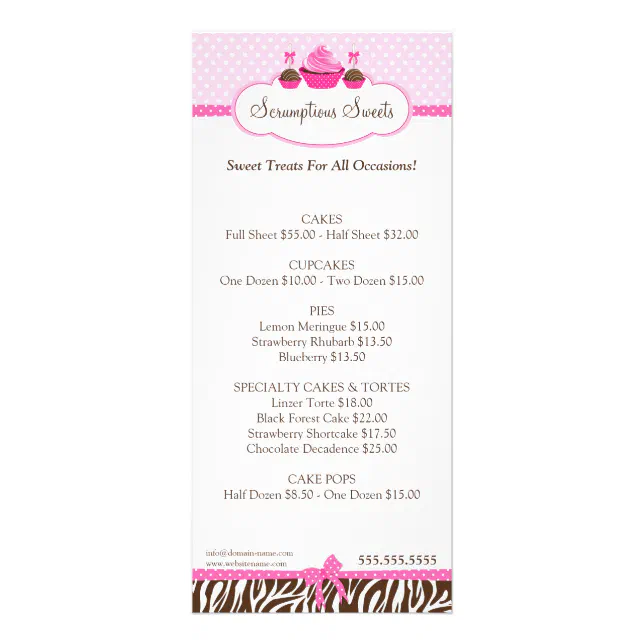 Cupcake Cake Pops Bakery Business Rack Card | Zazzle