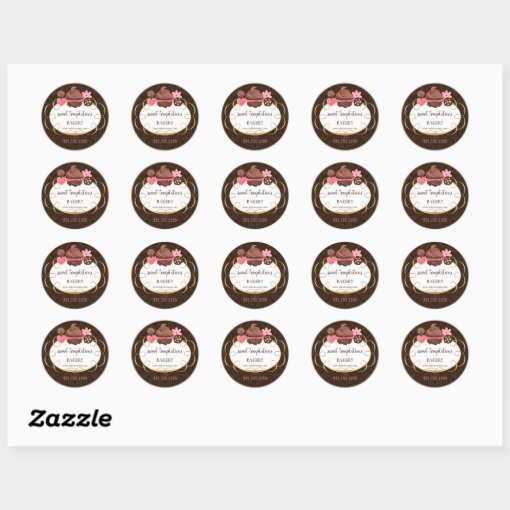 Cupcake Cake Pops Cookie Bakery Packaging Classic Round Sticker | Zazzle