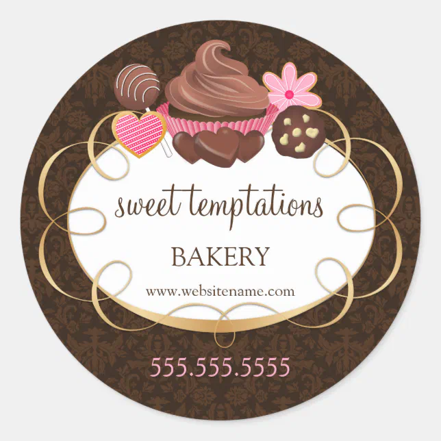 Cupcake Cake Pops Cookie Bakery Packaging Classic Round Sticker | Zazzle