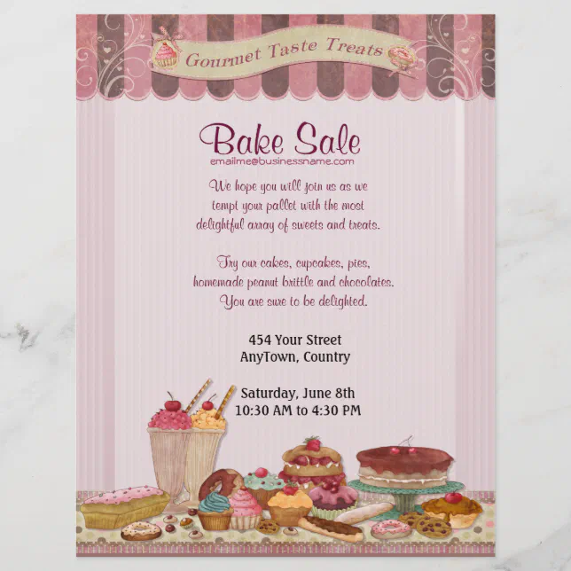 Cupcake, Cakes and Treats Bake Sale Flyer | Zazzle