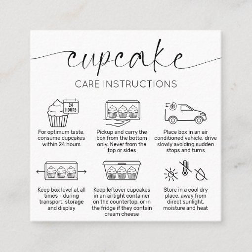 Cupcake Care Card Elegant Script Minimal Thank You | Zazzle