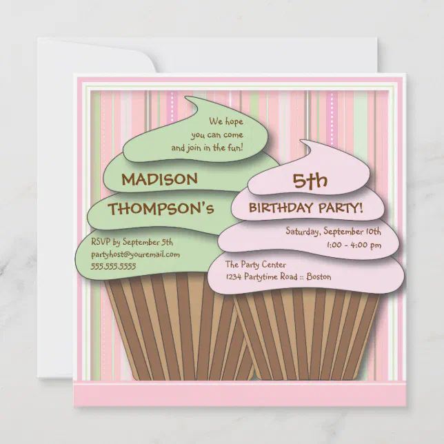 Cupcake Celebration Birthday Party Invitation | Zazzle