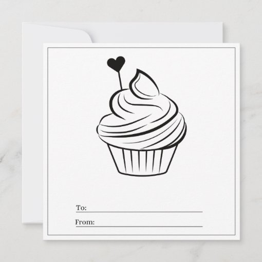 Cupcake Coloring Page Girl Card Valentine's Day | Zazzle